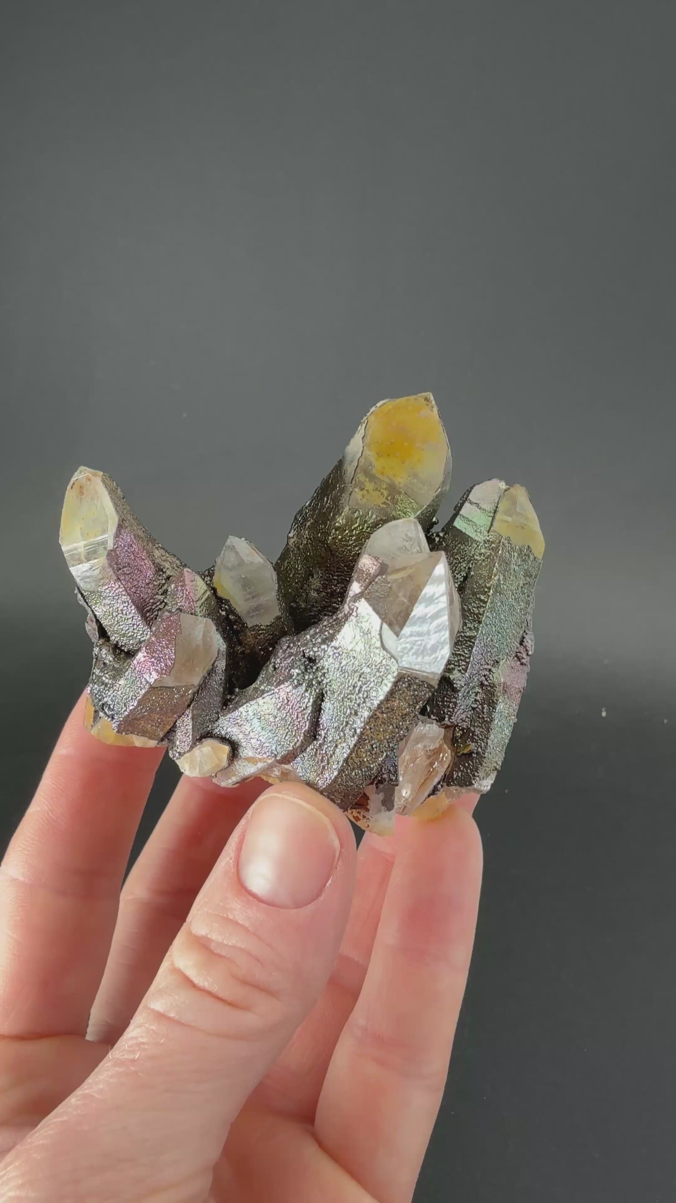 Quartz coated with Iridescent Goethite from Peru DS1818 – Little Lemuria